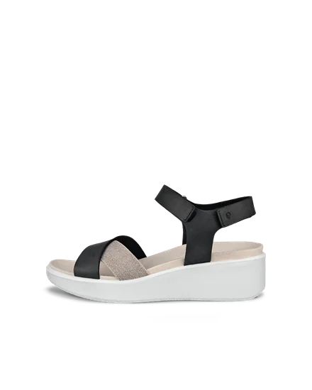 Womens Ecco® Flowt Wedge Lx Nubuck Wedge Sandal Black