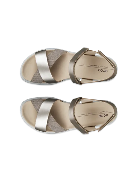 Dámské Kožené Sandály Na Klínku Ecco® Flowt Wedge Lx Zlatá