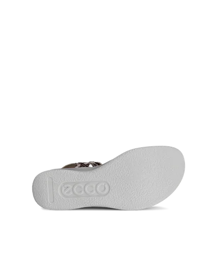 Womens Ecco® Flowt Wedge Cork Leather Cork Heeled Wedge Sandal Grey